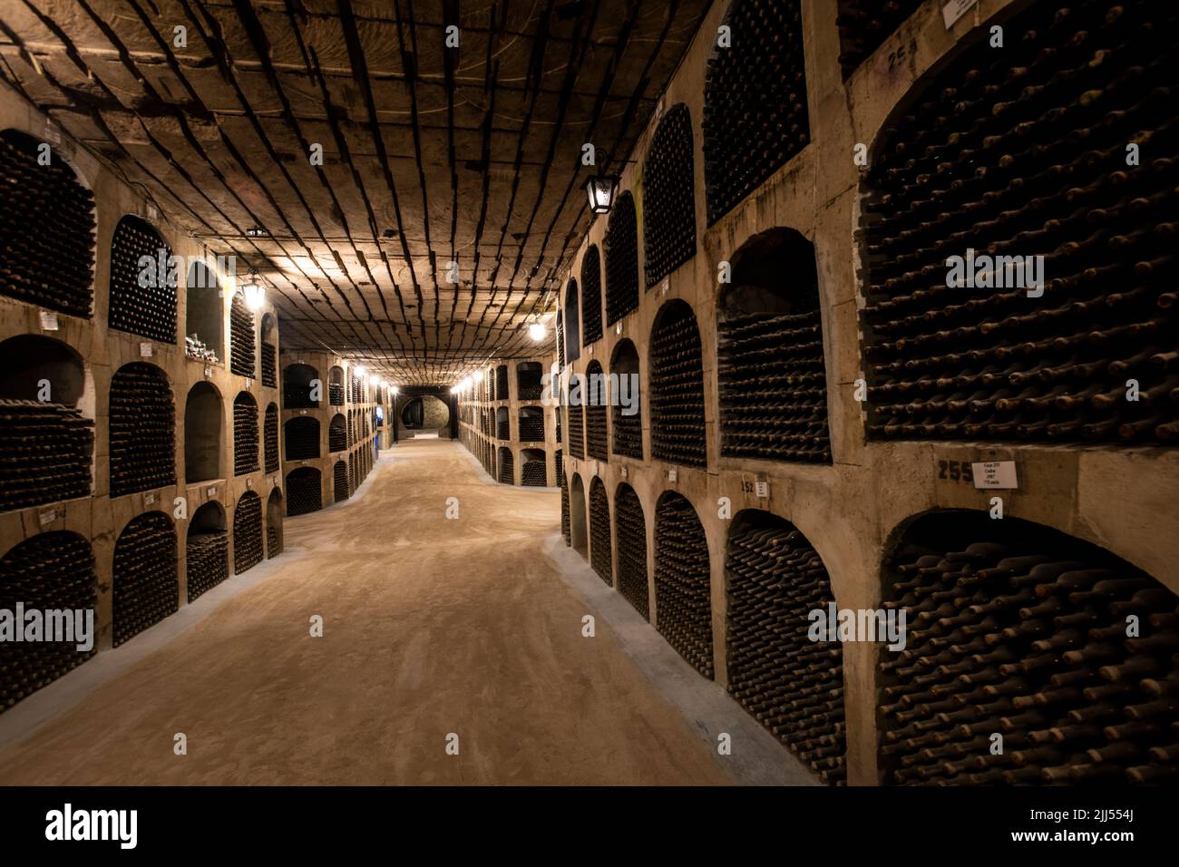 the wine cellar in miledtii mici winery Stock Photo - Alamy