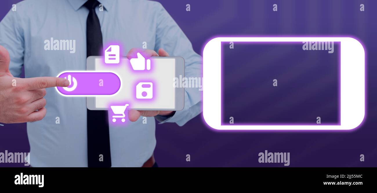 Businessman Showing Mobile Phone With Graphical Multiple S And Pointing ...