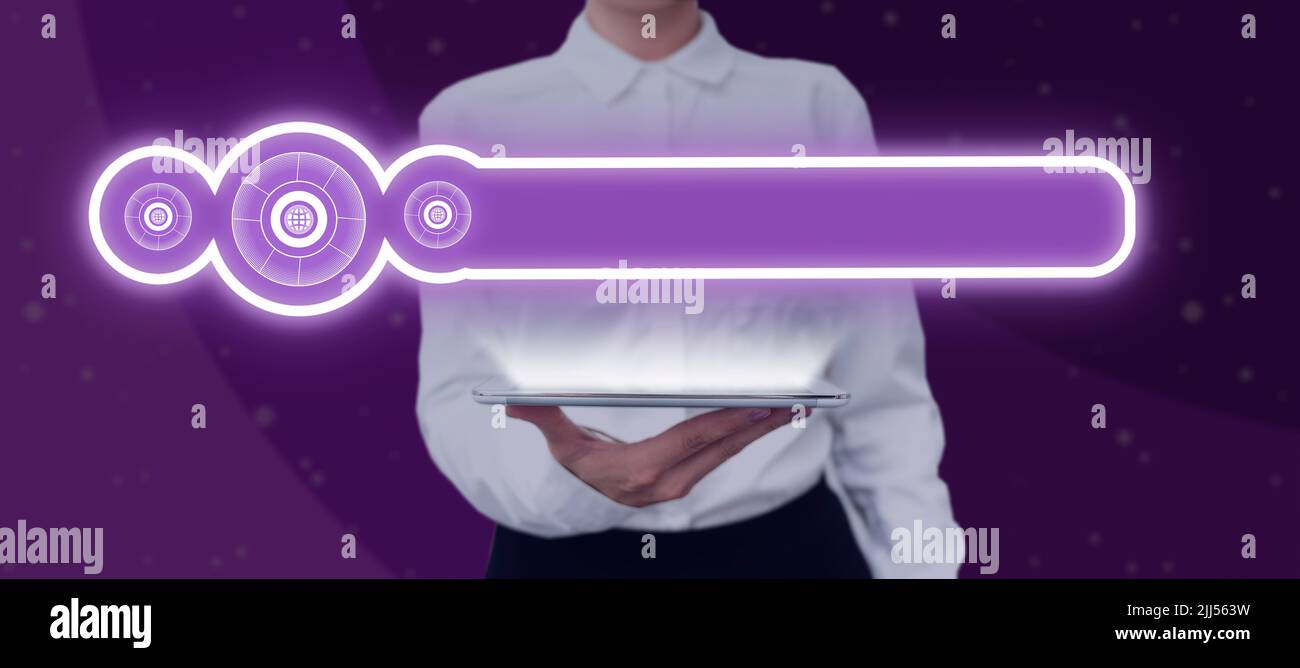 Businesswoman Holding Tablet With Search Bar With New Ideas Popping Out ...