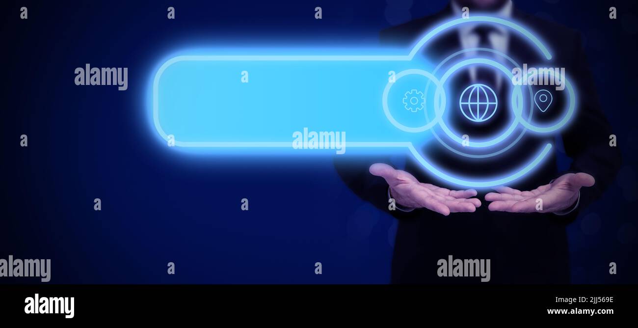 Businessman in suit holding open palm symbolizing successful teamwork ...