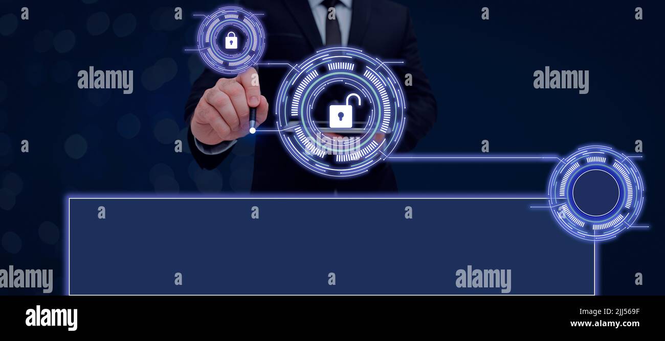 Gentle Man Holding A Pen And Tablet In Hands Showing Lock Security ...