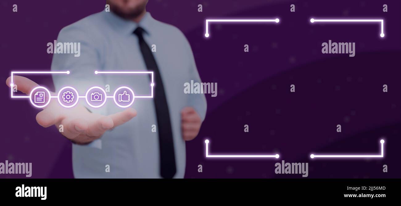 Businessman Extending A Hand On Glowing Digital Symbols In Row With A ...