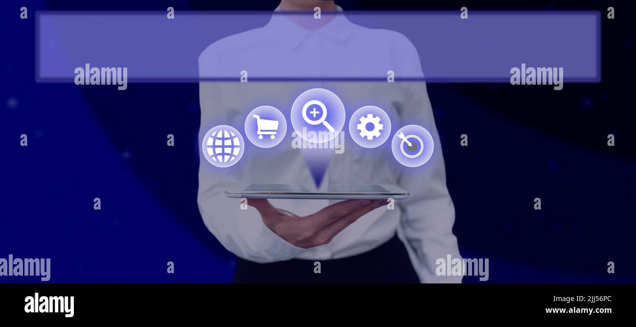 Gentle Man Holding Tablet And Presenting Important Futuristic Message ...