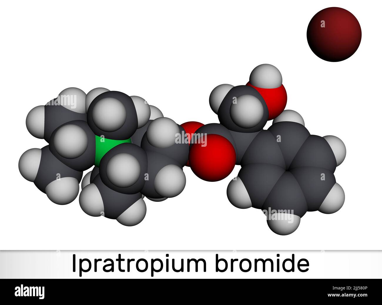 Ipratropium bromide molecule. It is bronchodilator, antispasmodic ...
