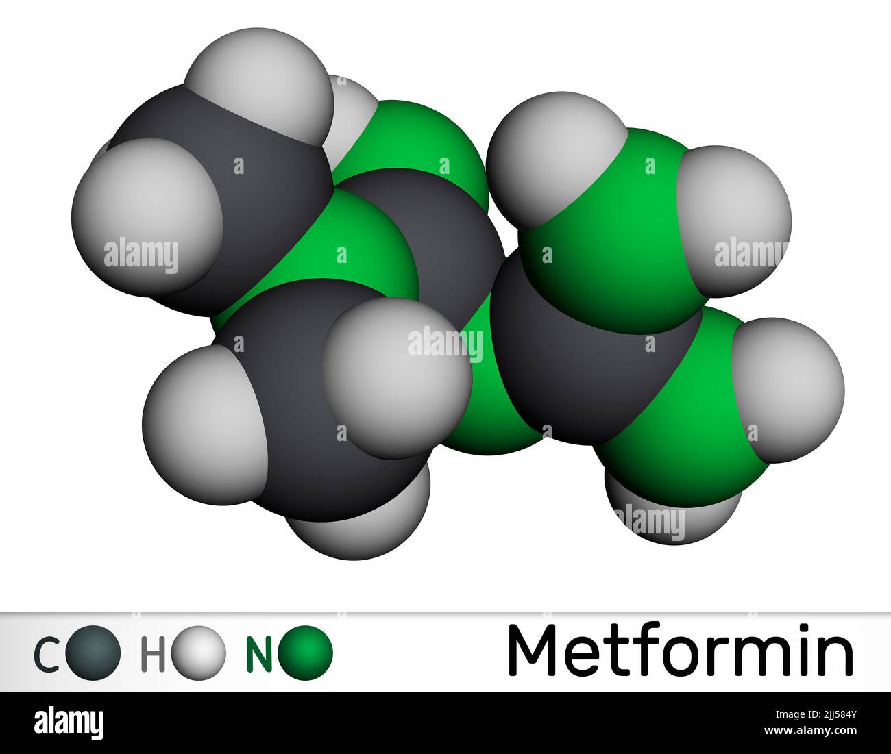 Metformin molecule. It is biguanide antihyperglycemic agent used in ...