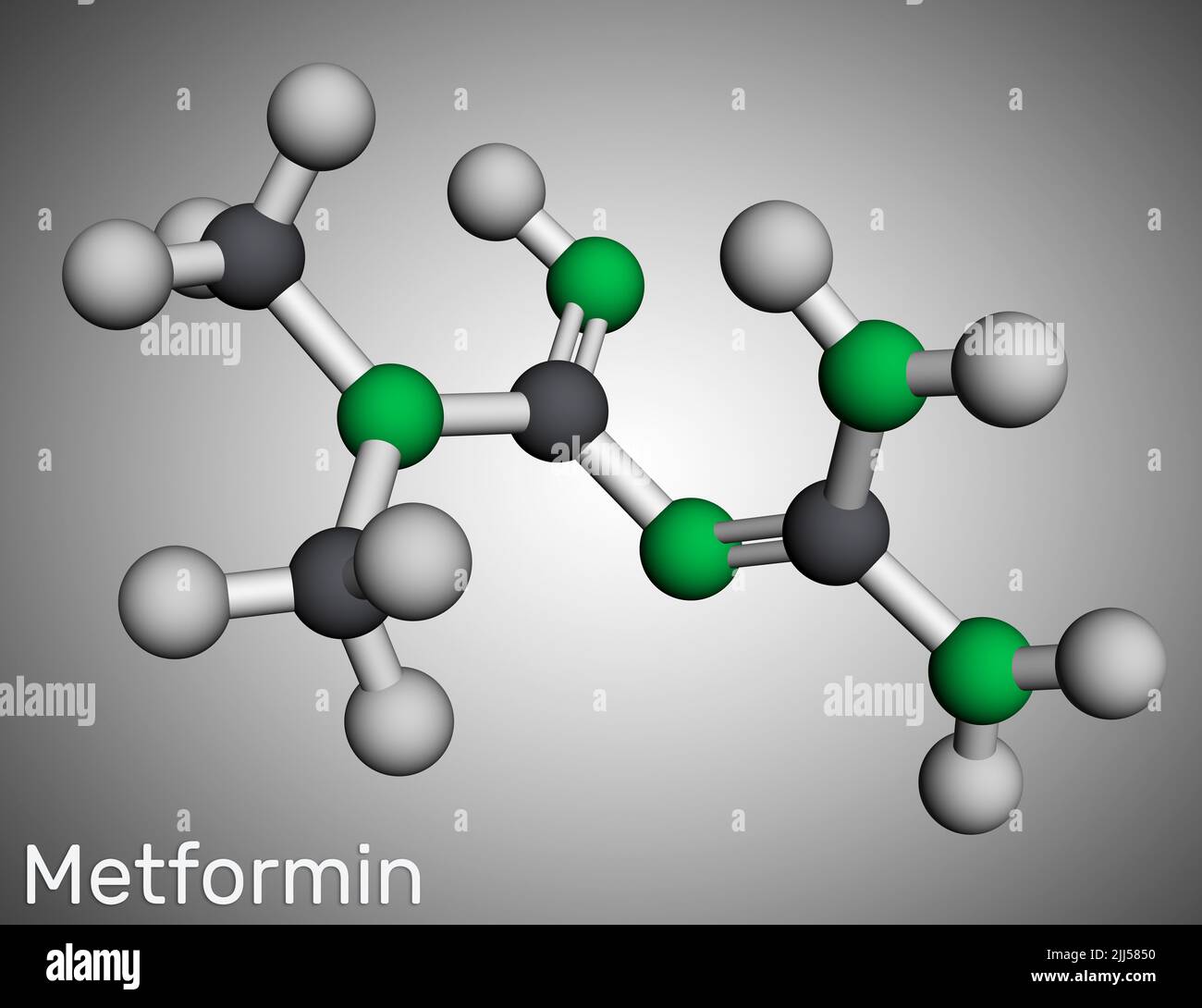 Metformin molecule. It is biguanide antihyperglycemic agent used in ...