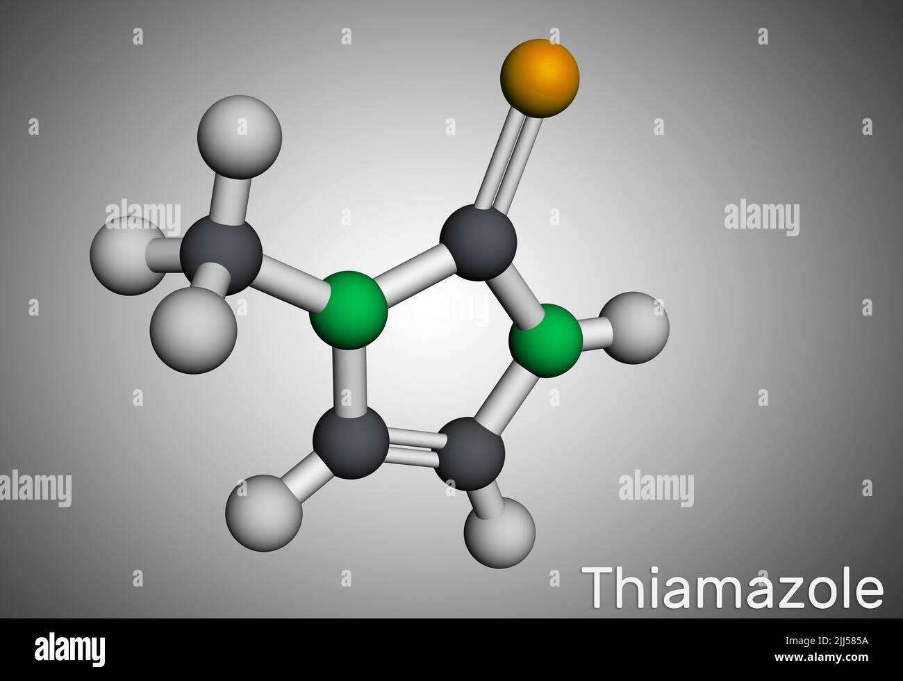 Thiamazole, methimazole molecule. It is hyperthyroidism drug. Molecular ...