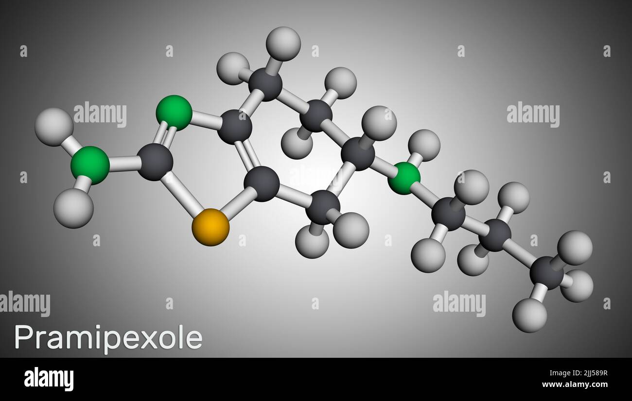 Pramipexole molecule. It is medication used to treat Parkinson's ...
