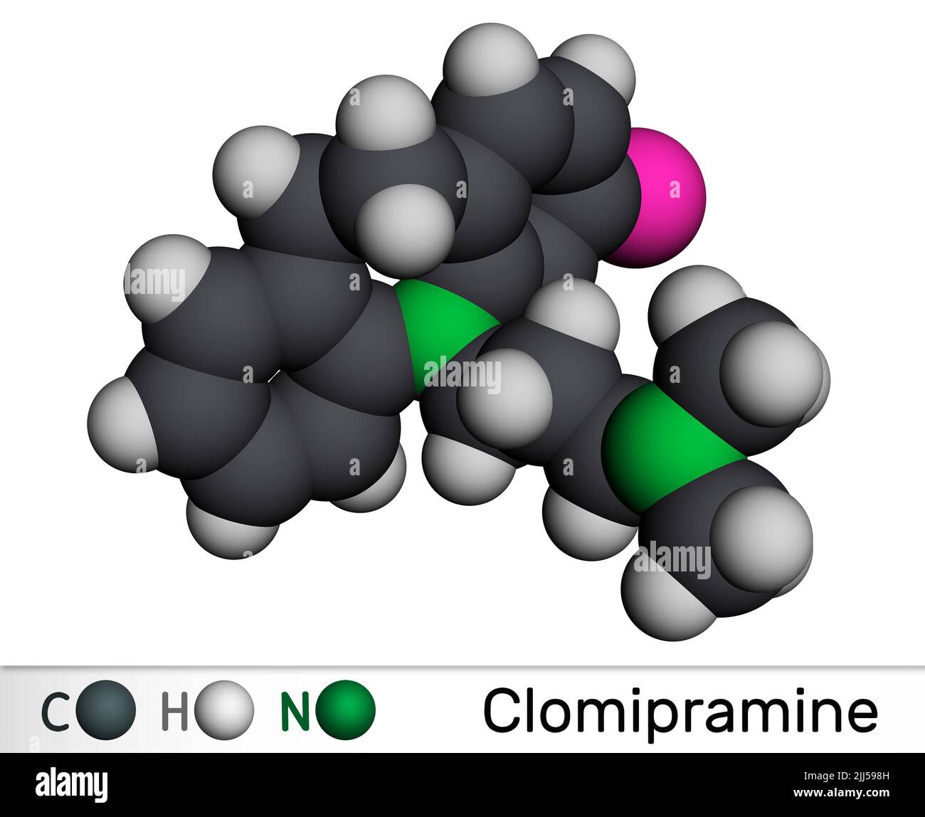 Clomipramine molecule. It is tused in the treatment of depression ...