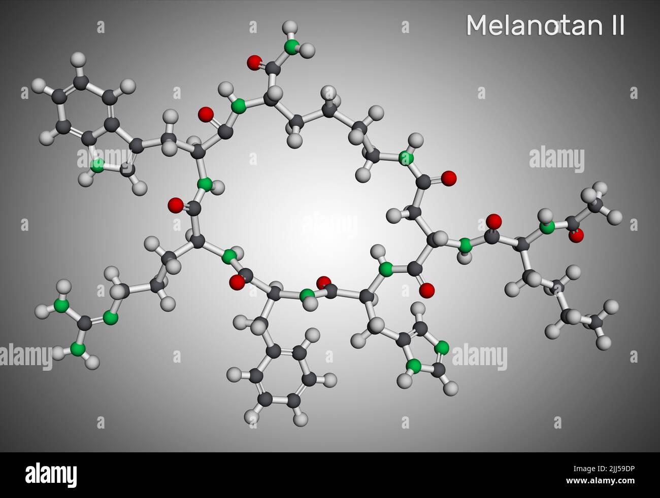 Melanotan II molecule. It is synthetic analogue of the peptide hormone ...