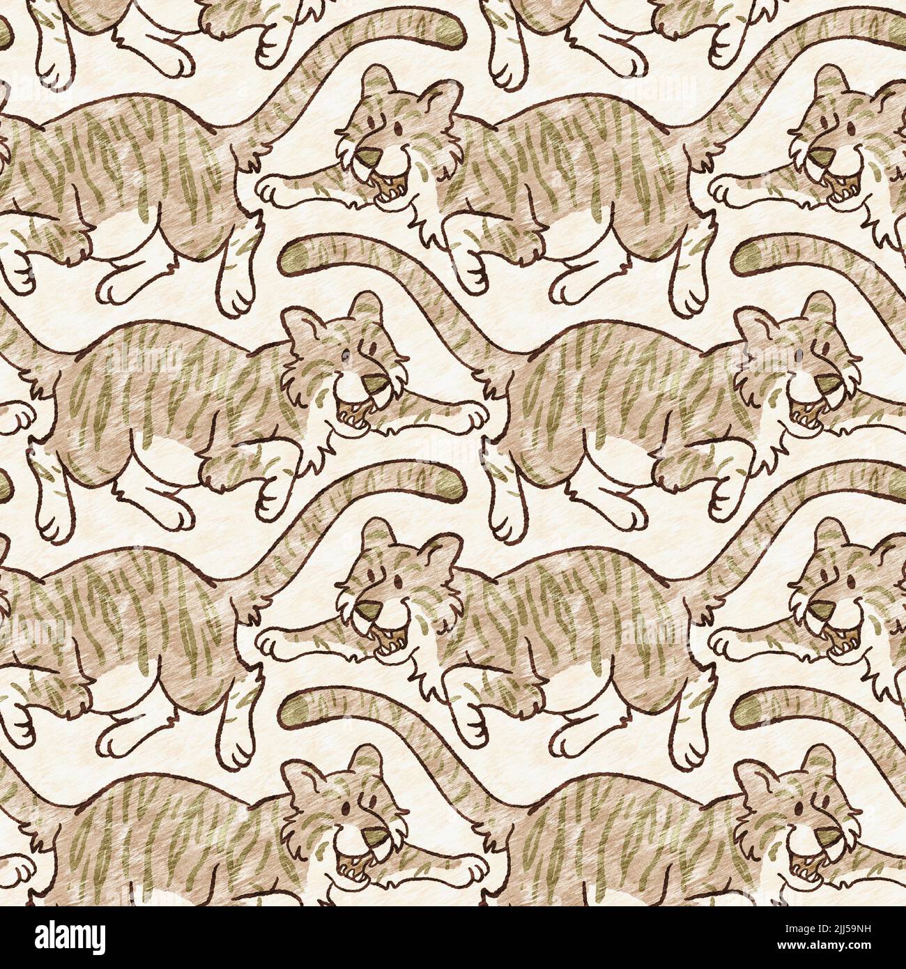 Cute safari wild tiger animal pattern for babies room decor. Seamless ...