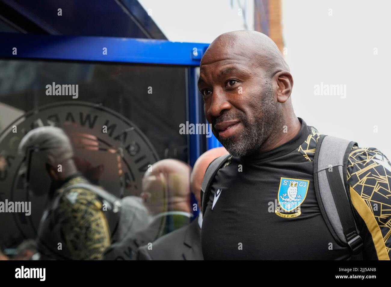 Darren Moore manager of Sheffield Wednesday arrives at the JJB Stadium ...