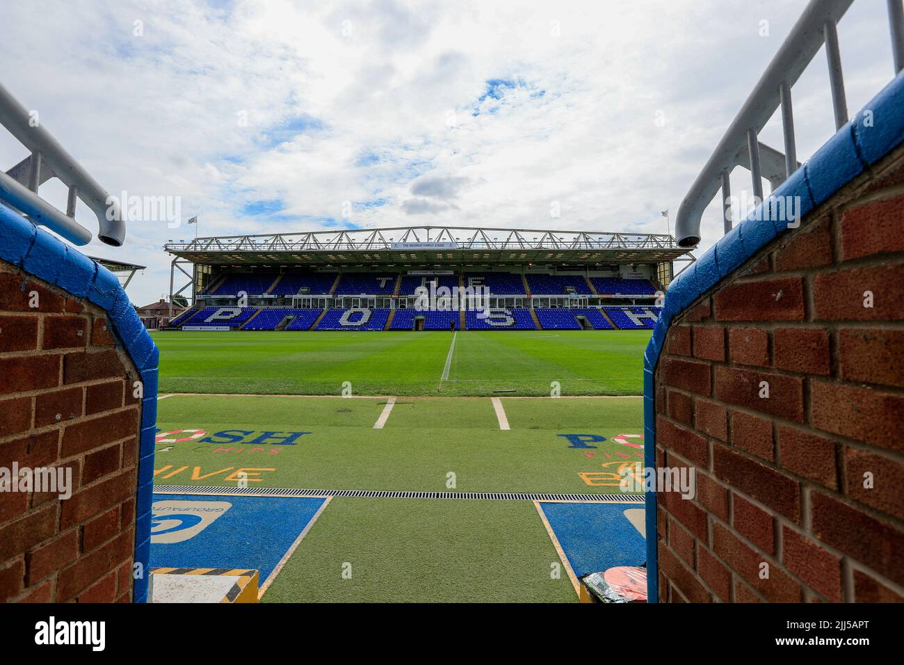 General view inside The Weston Homes Stadium from the dugout tunnel ...