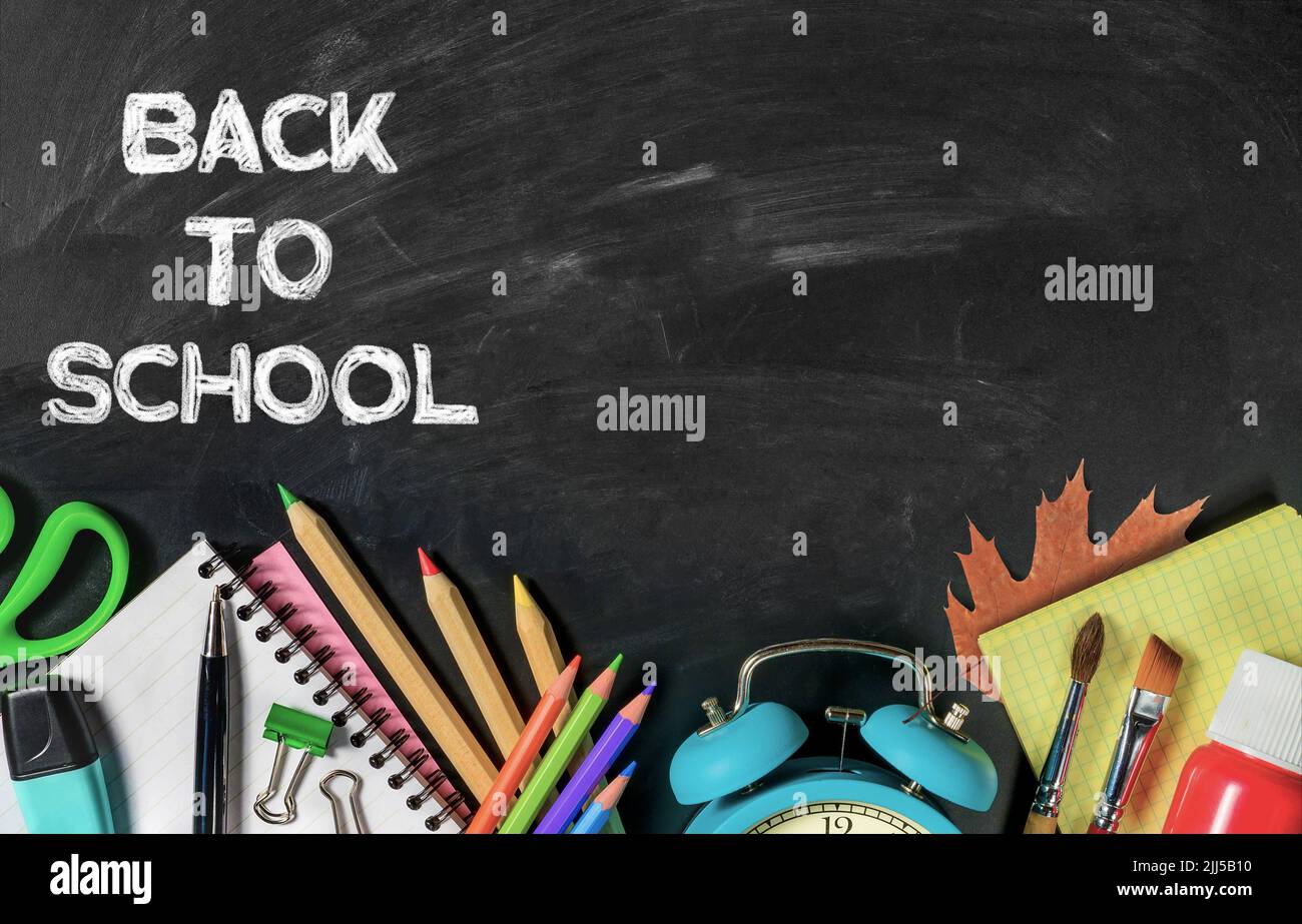 Back to school banner, background with lettering Stock Photo - Alamy