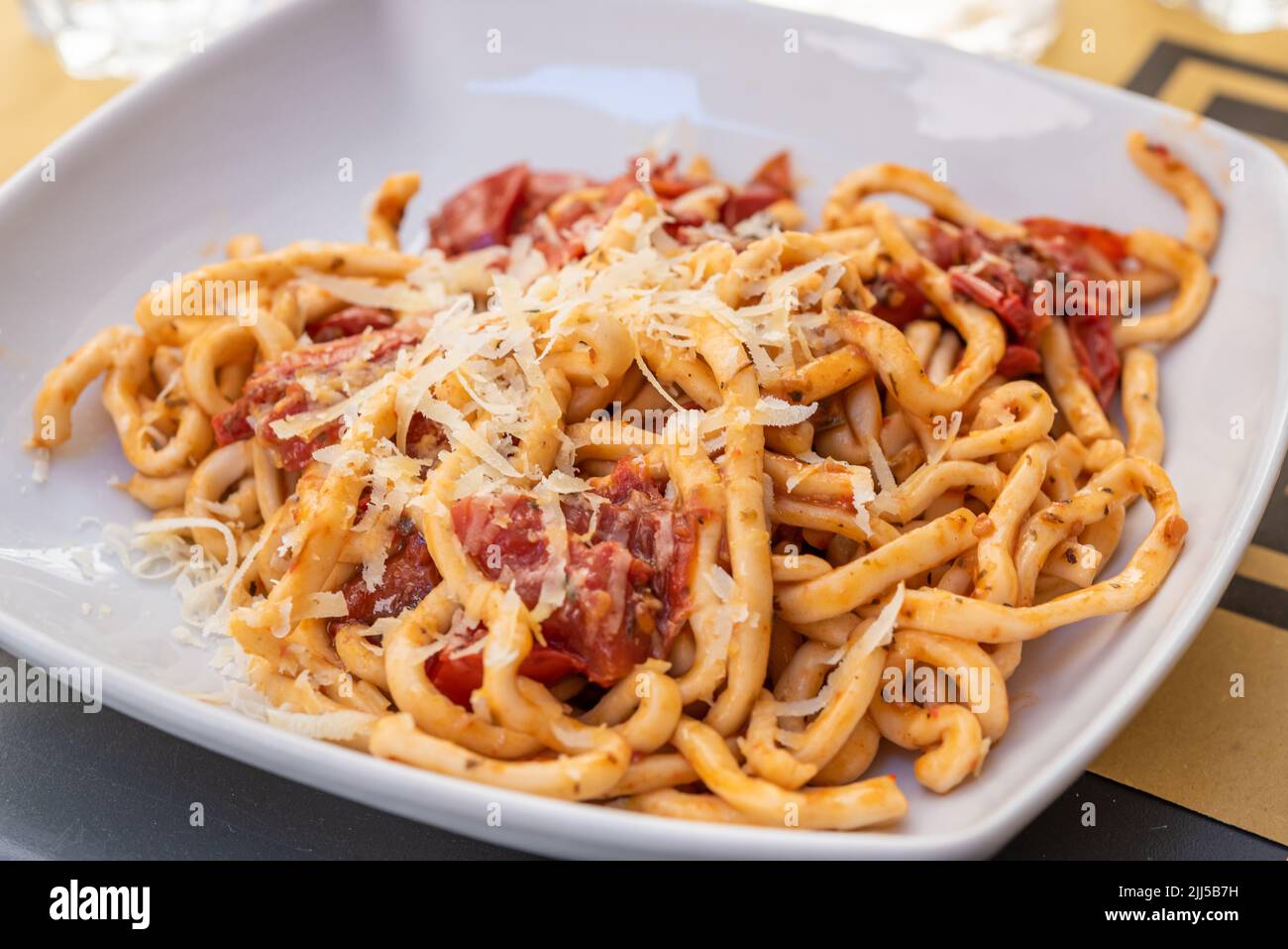 Food and Beverages On Lunch Table Outside In Orvieto, Italy Stock Photo ...