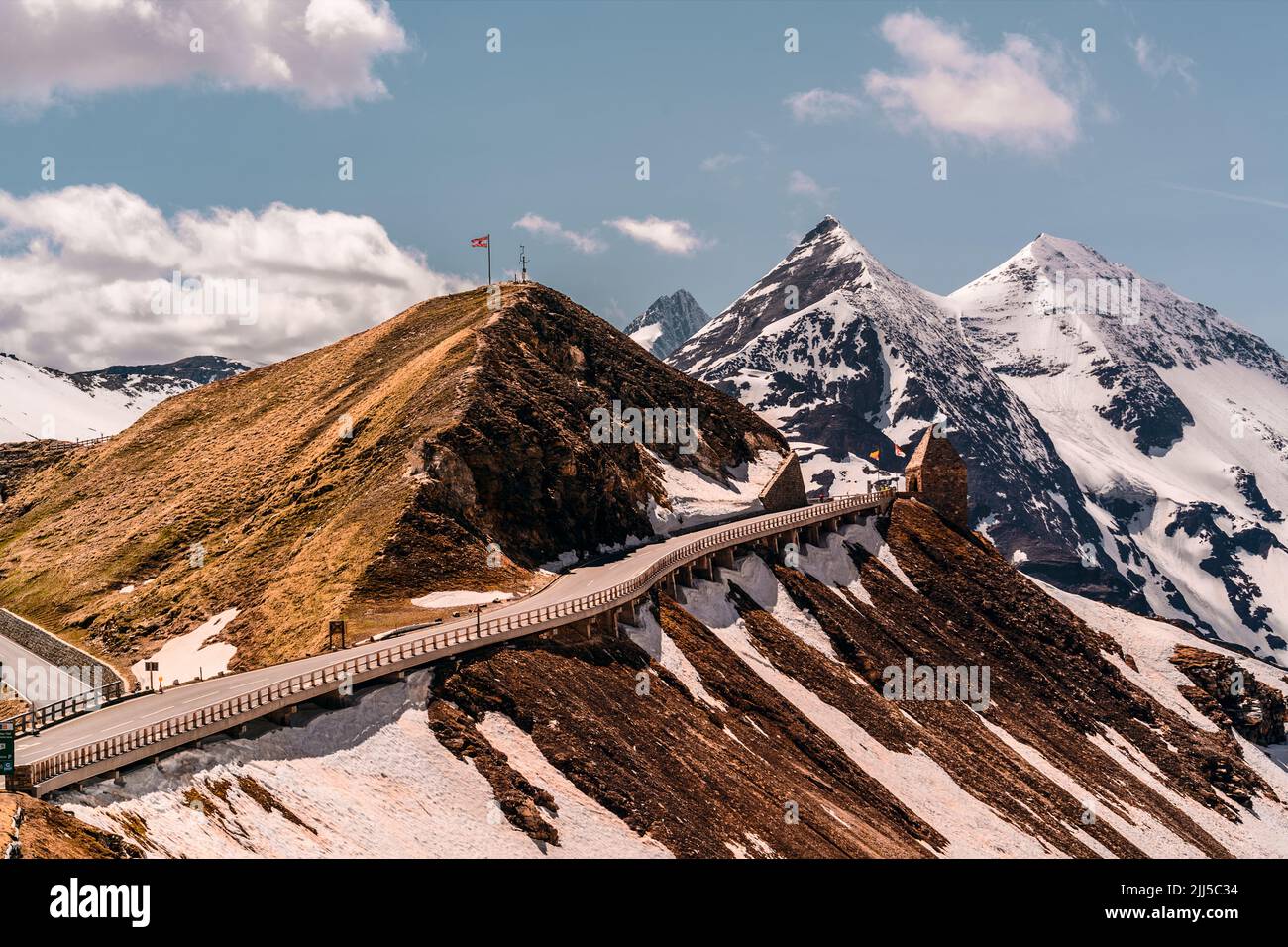 View from Fuscher Toerl to Grossglockner High Alpine Road Stock Photo ...