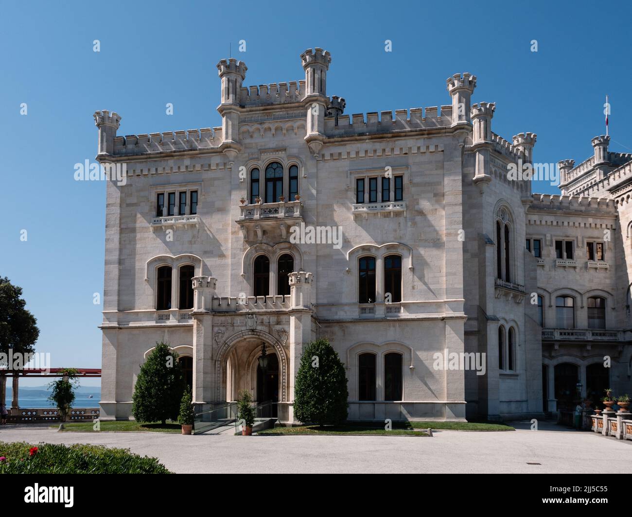 Castello di Miramare Castle Exterior Facade in Grignano Italy Stock ...