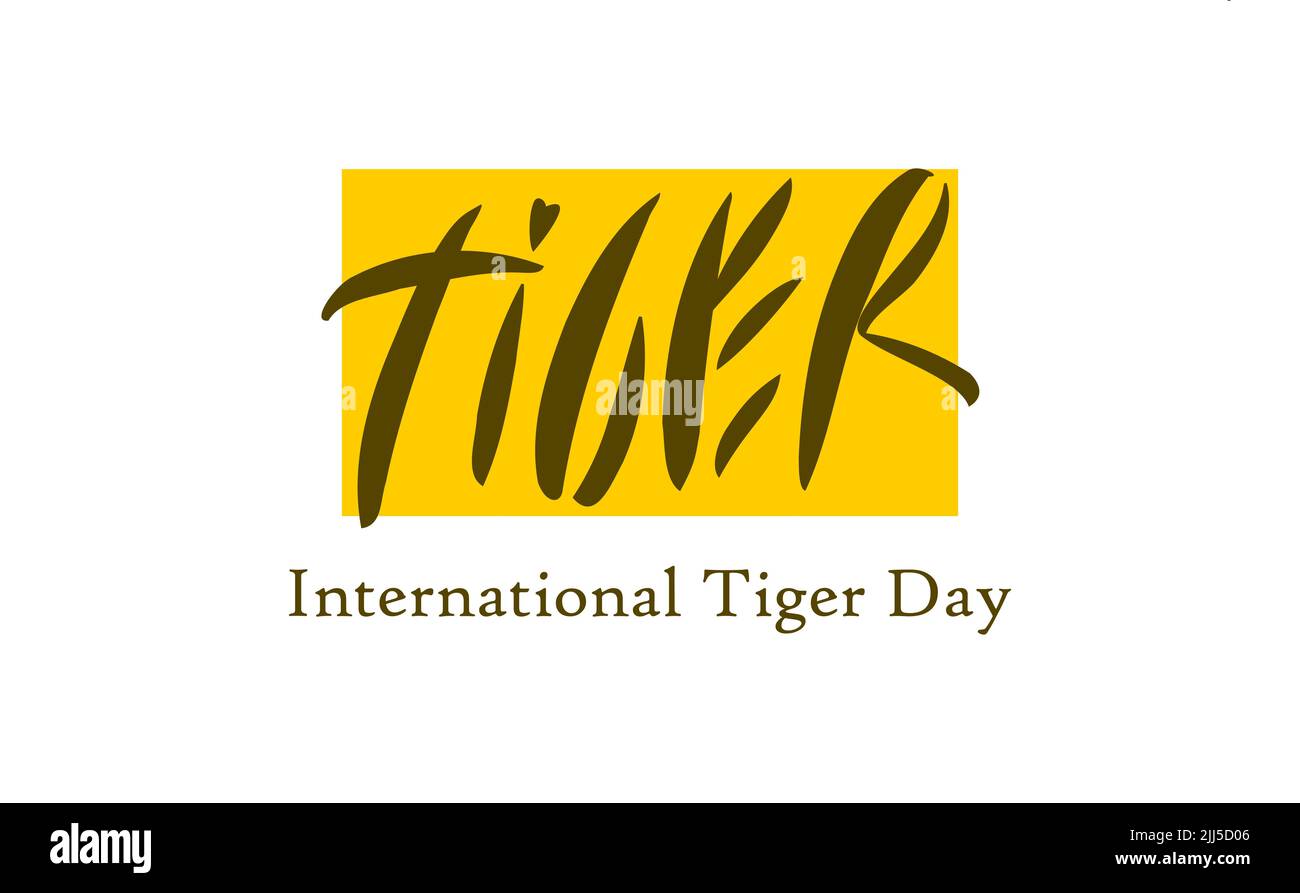International Tiger Day, Tiger written in tiger stripes pattern Stock ...