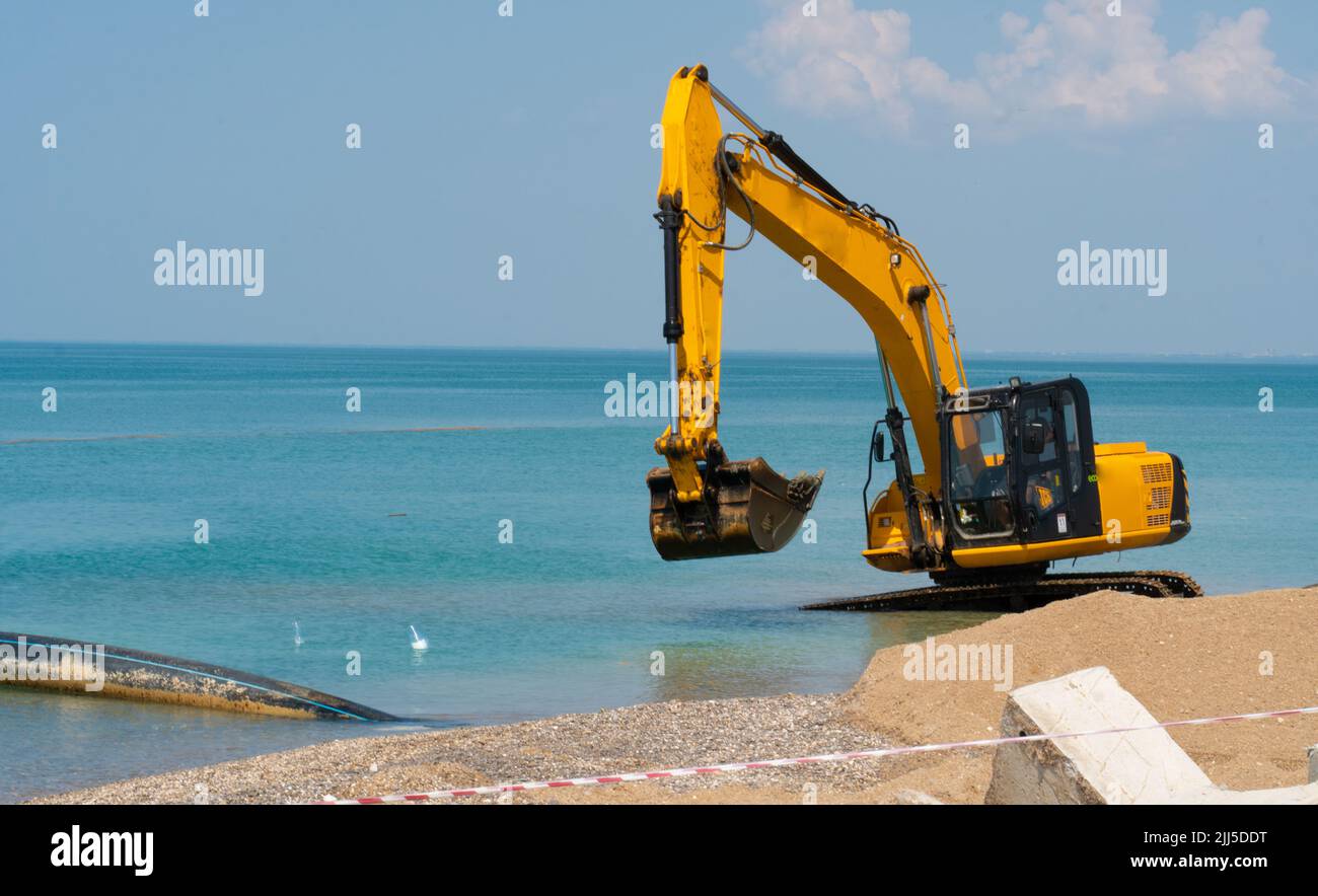 Excavator tractor loading quarry dump truck machinery machine loader ...