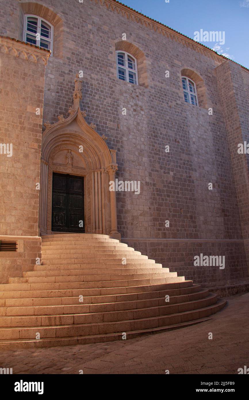 Circular steps at the entrance of the dominican monastery in the old ...