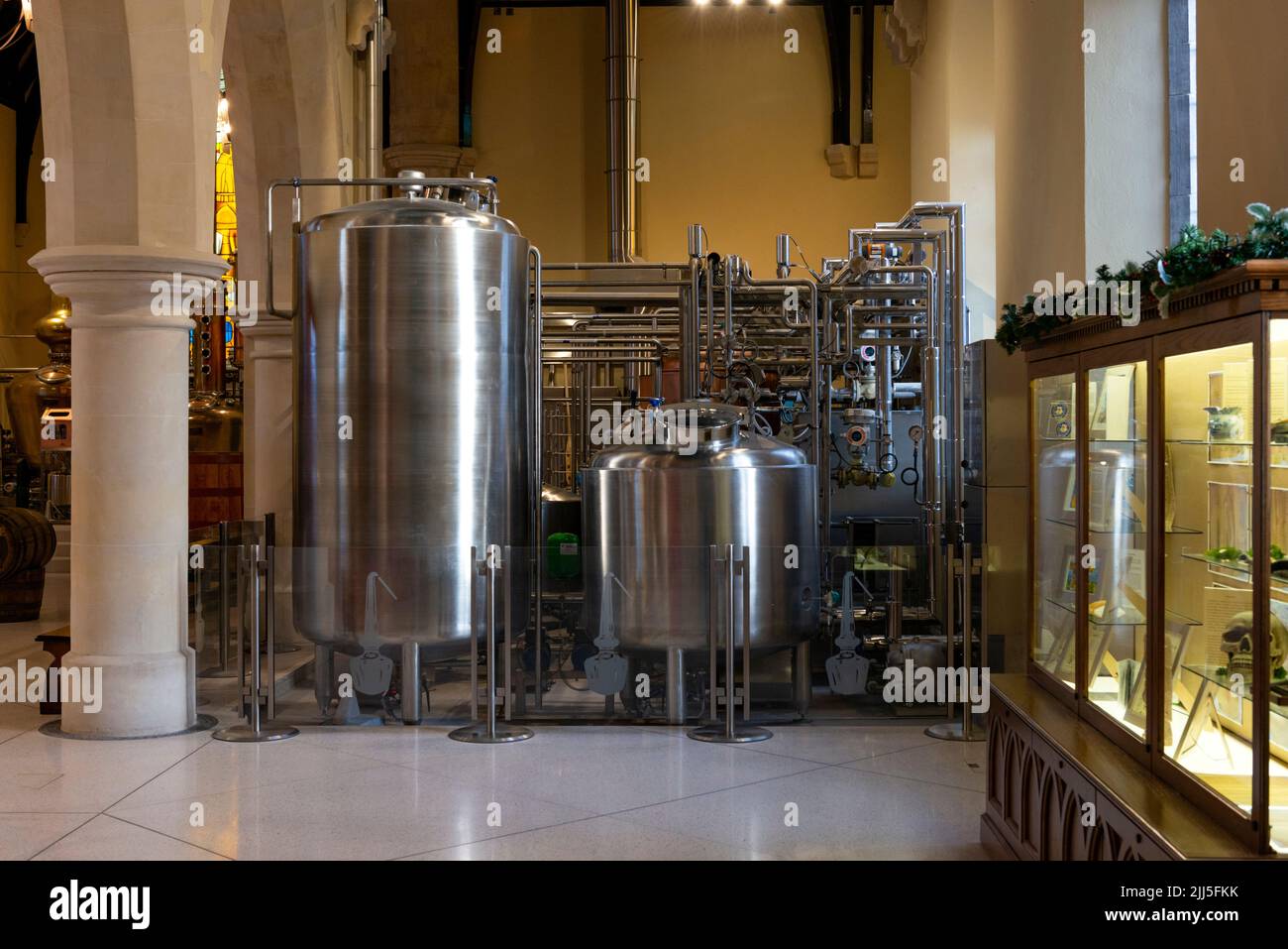 Brewing technology in Pearse Lyons Distillery interior, St. James ...