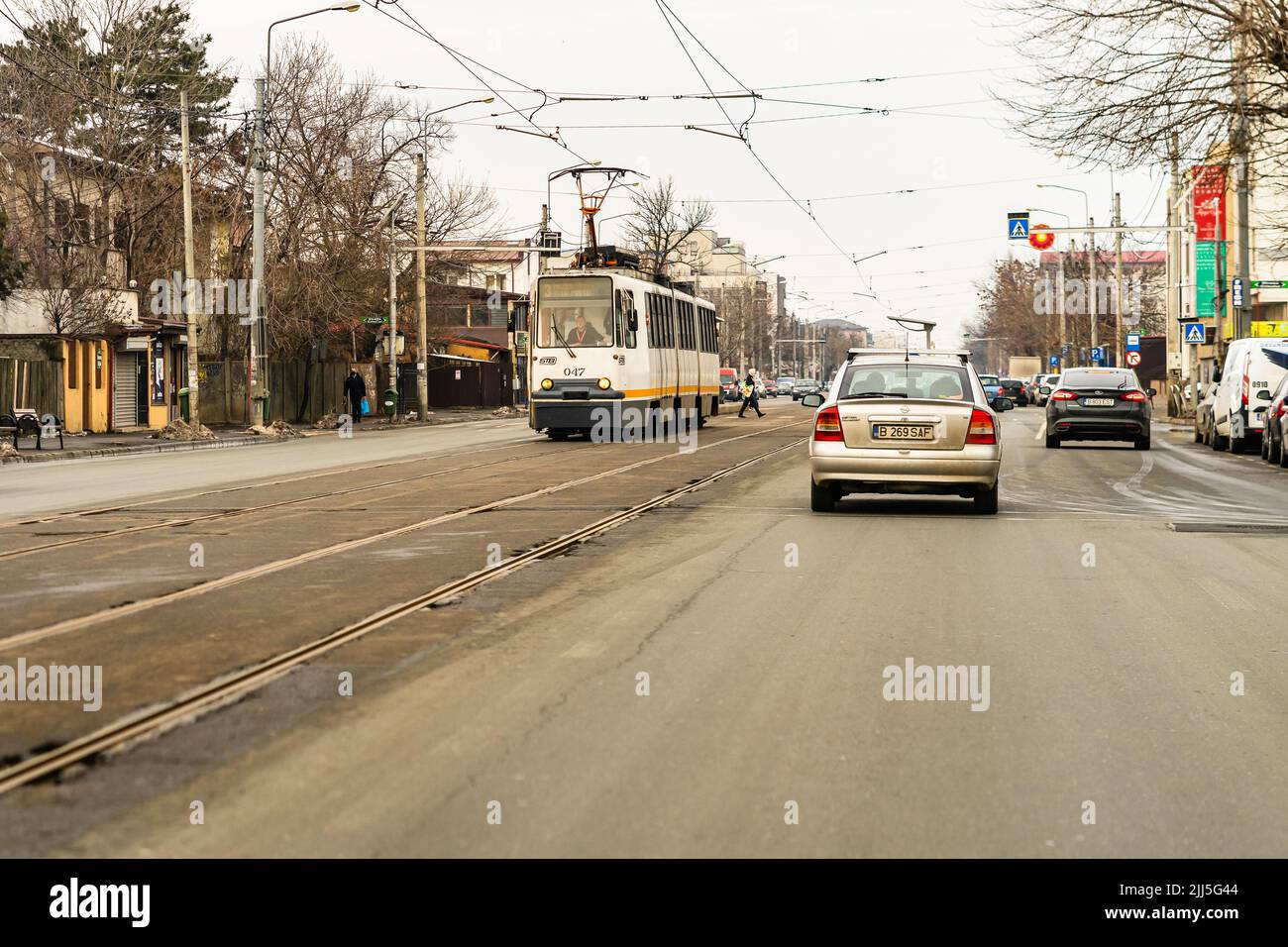 Car traffic at rush hour in downtown area of the city Bucharest ...