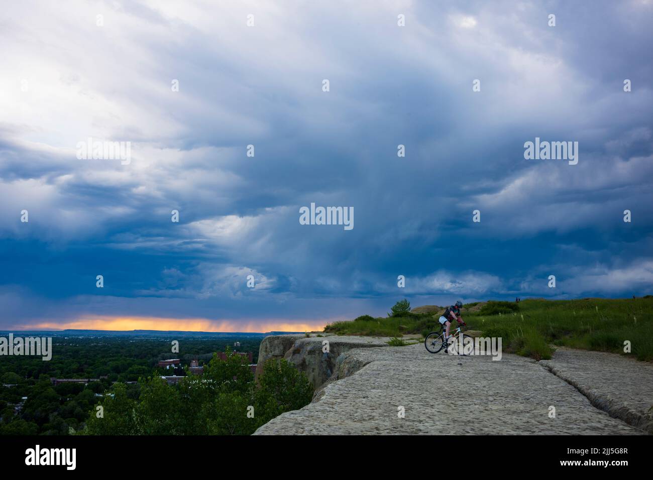 Billings, MT, USA - June 23, 2022: A cyclist begins to ride after ...