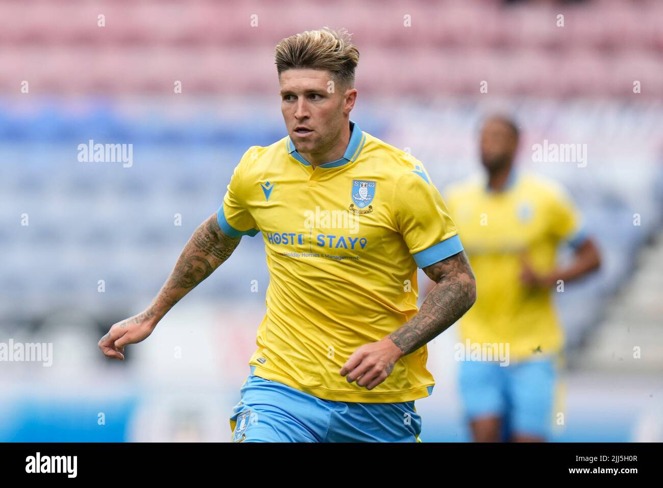 Wigan, UK. 23rd July, 2022. Josh Windass #11 of Sheffield Wednesday ...