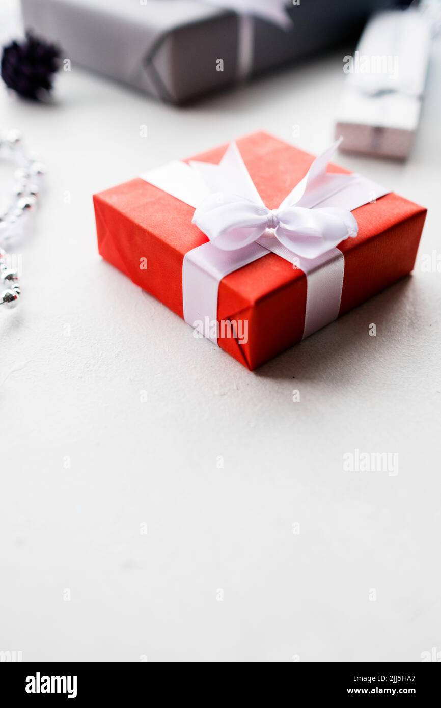 luxury presents for top class on white background Stock Photo - Alamy