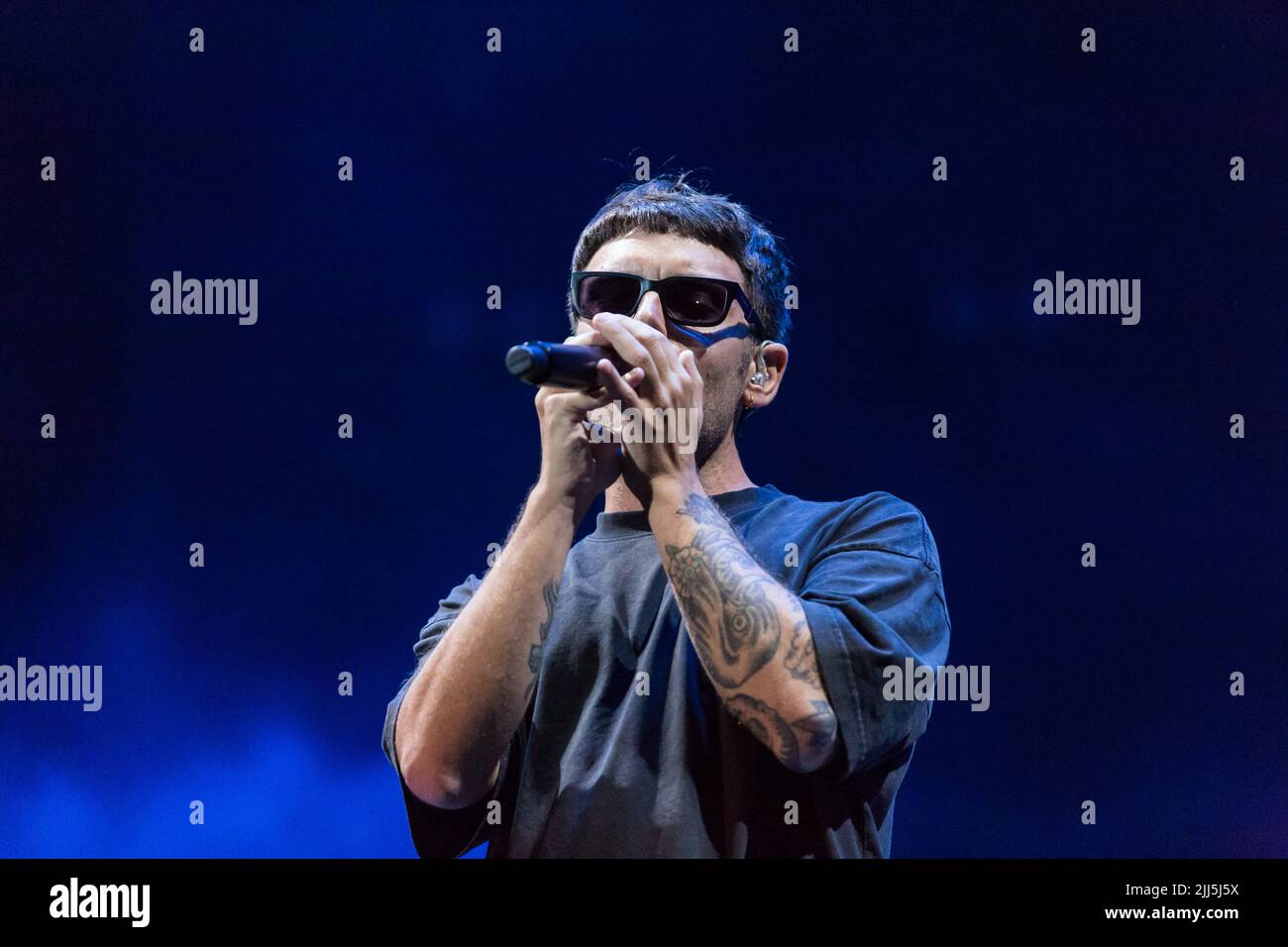 Rock in Roma, Rome, Italy, July 22, 2022, Gazzelle singing on stage ...
