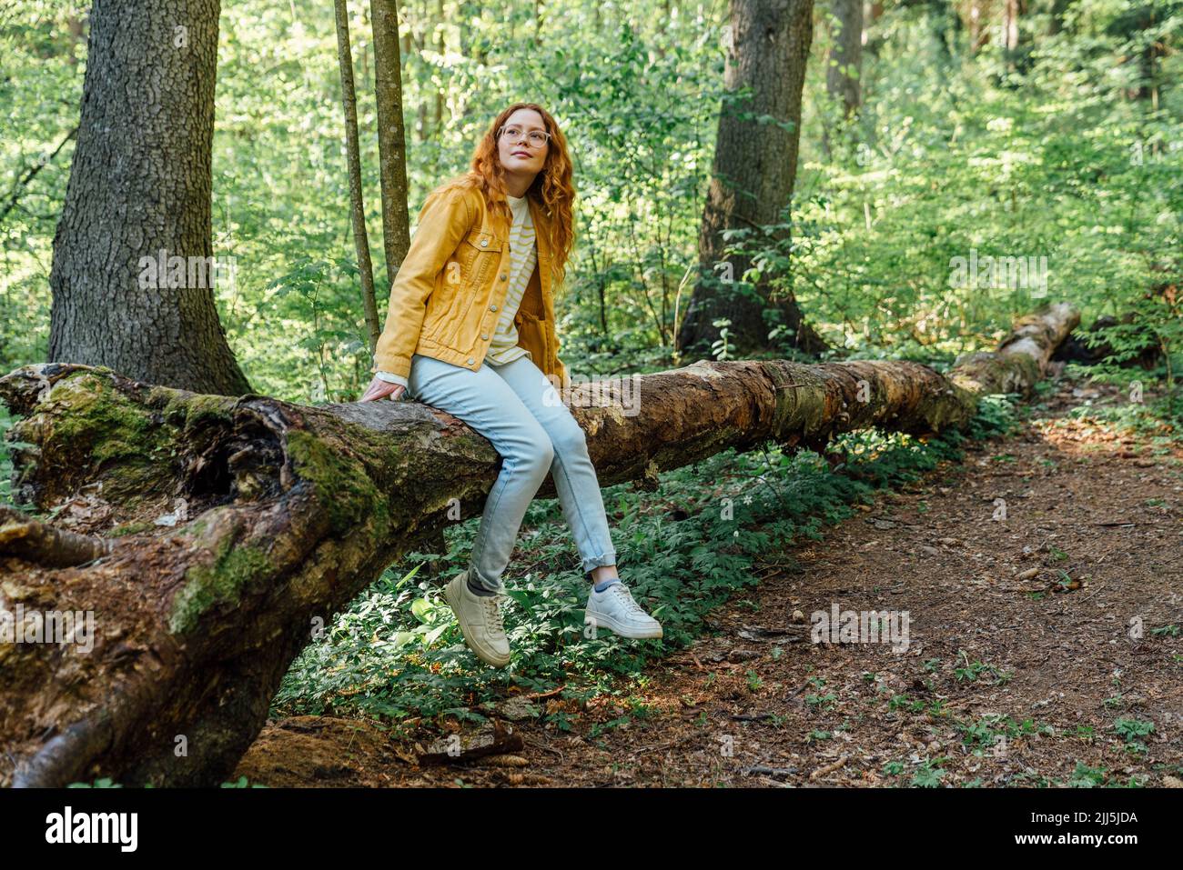 Seated on fallen tree hi-res stock photography and images - Alamy