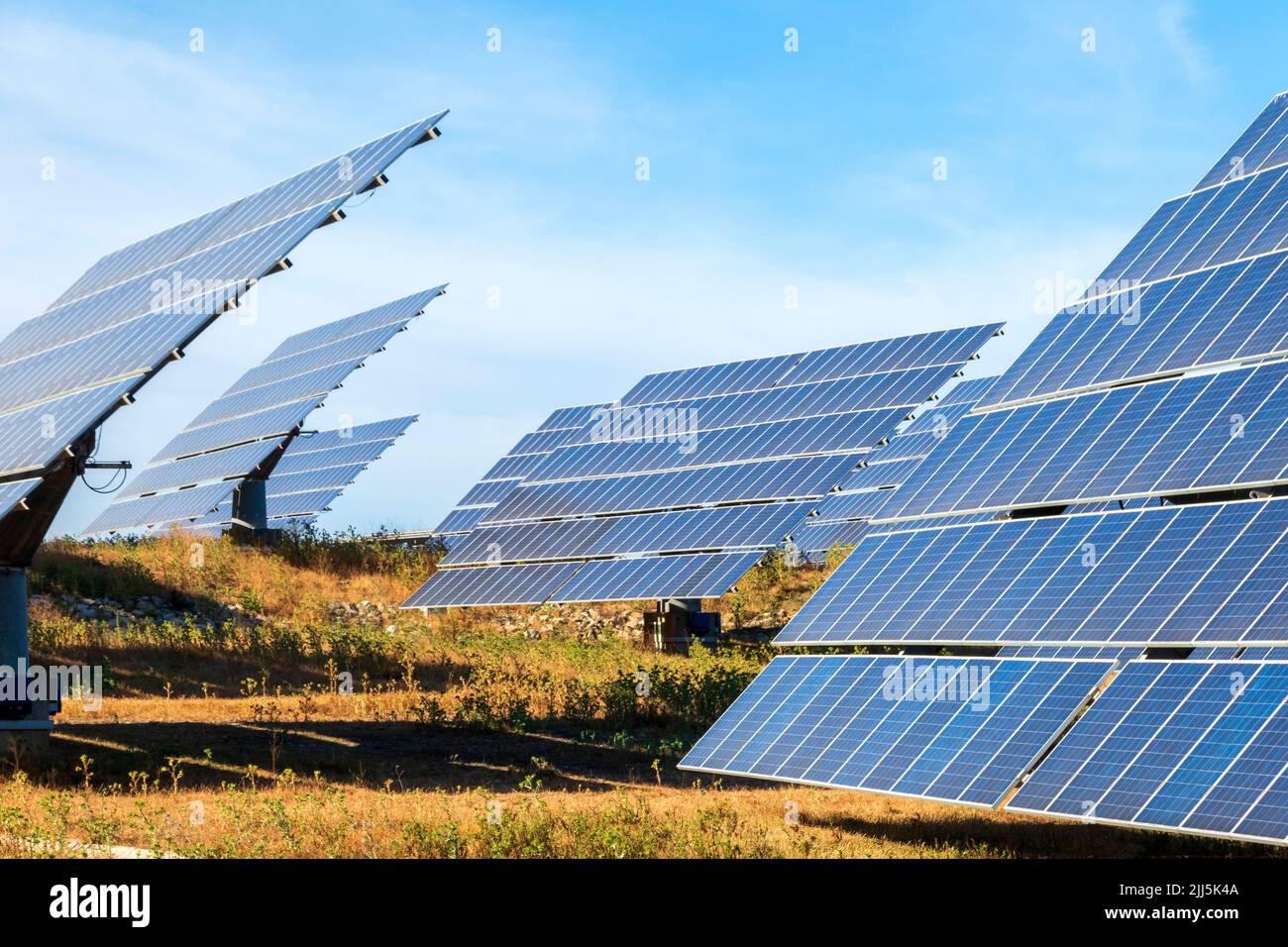 Panels of solar power station Stock Photo - Alamy