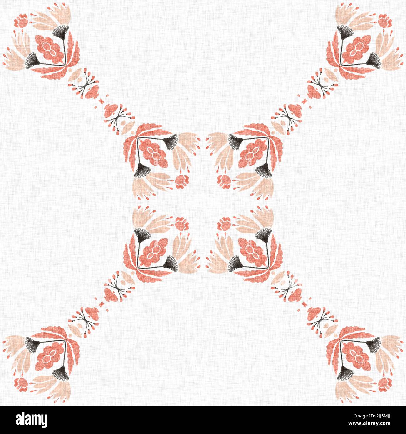 Modern boho geometric floral quilt style seamless pattern. Shabby chic ...