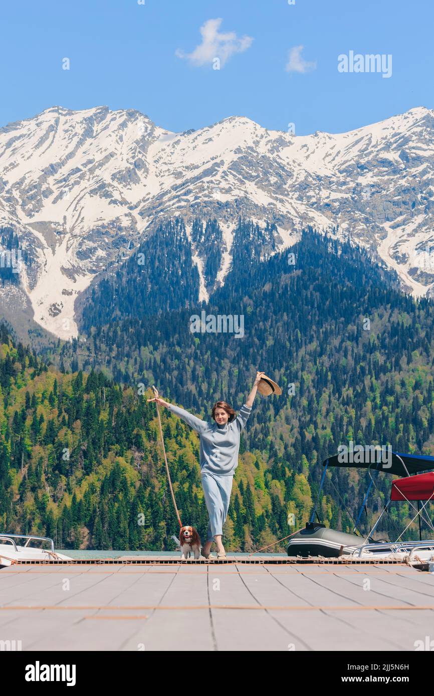 Woman raising dog hi-res stock photography and images - Alamy