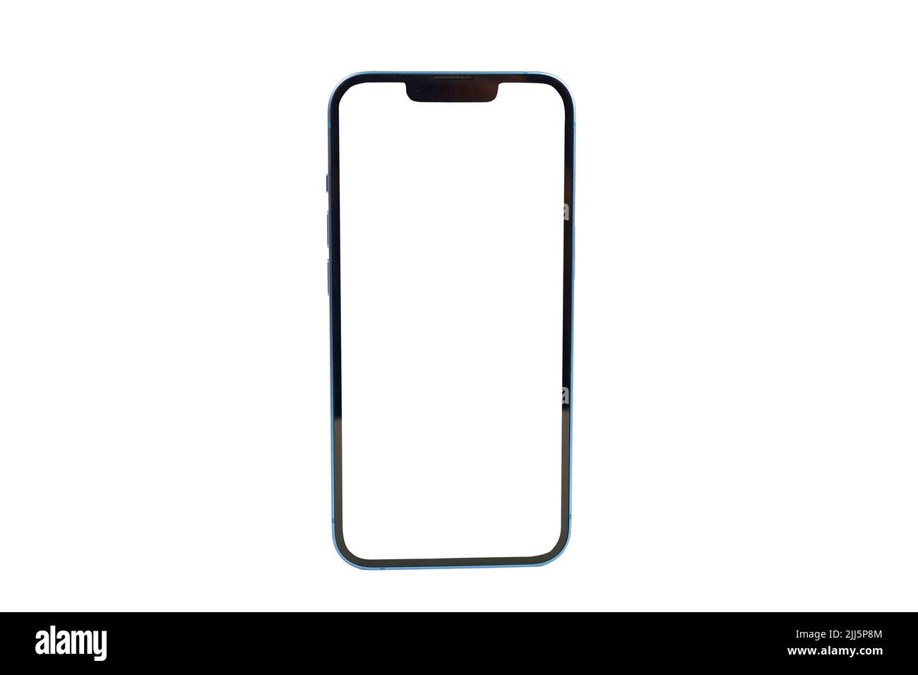 Front view of empty screen smartphone isolated on white background with ...