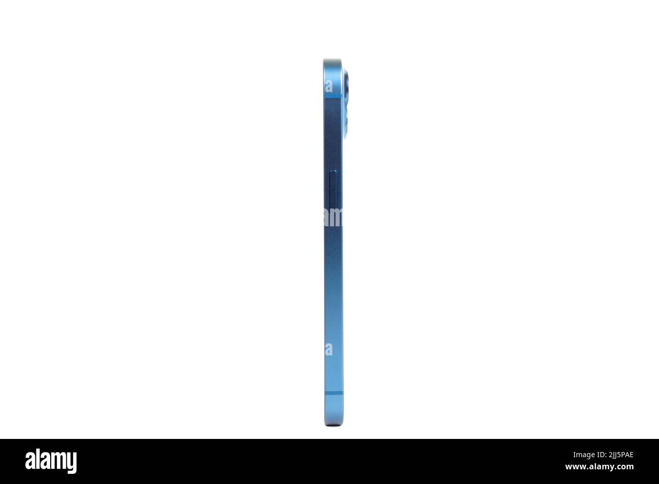 Side of metal frame phone isolated on white background Stock Photo - Alamy