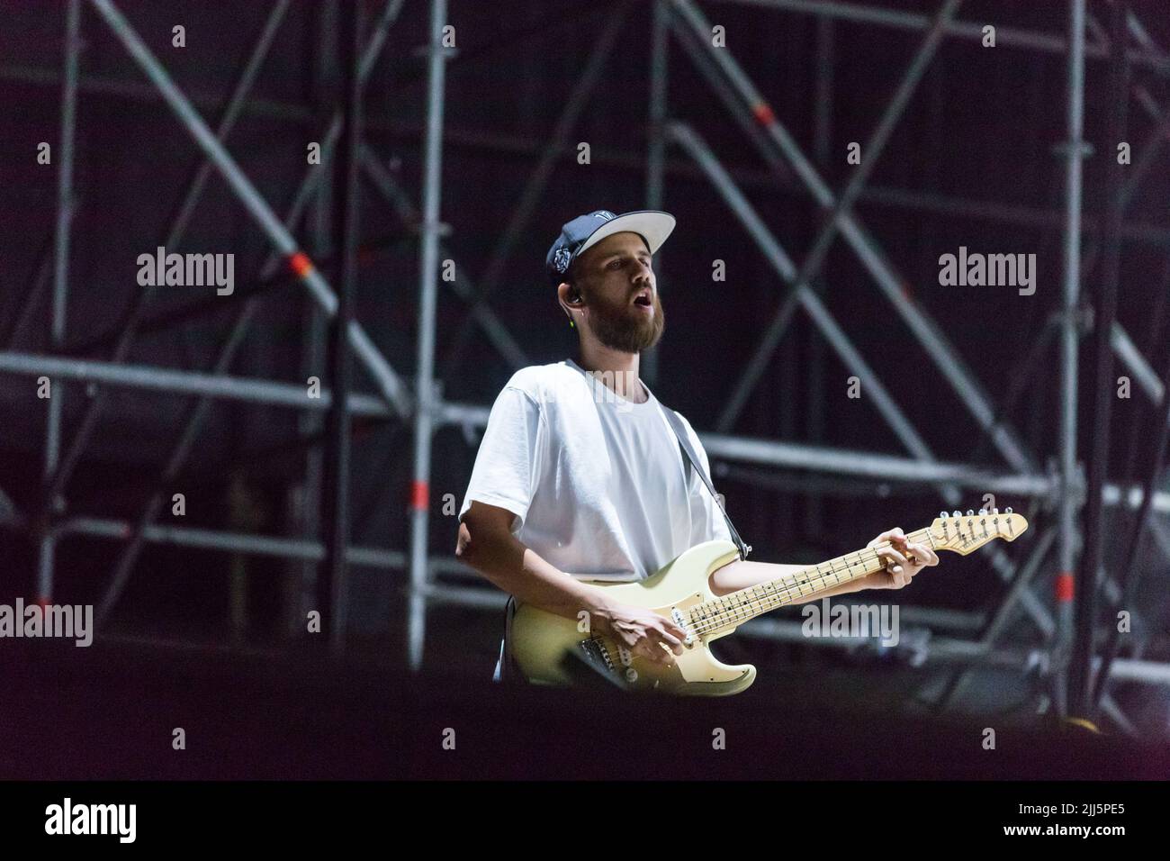 Rock in Roma, Rome, Italy, July 22, 2022, Claudio Bruno Guitarist ...