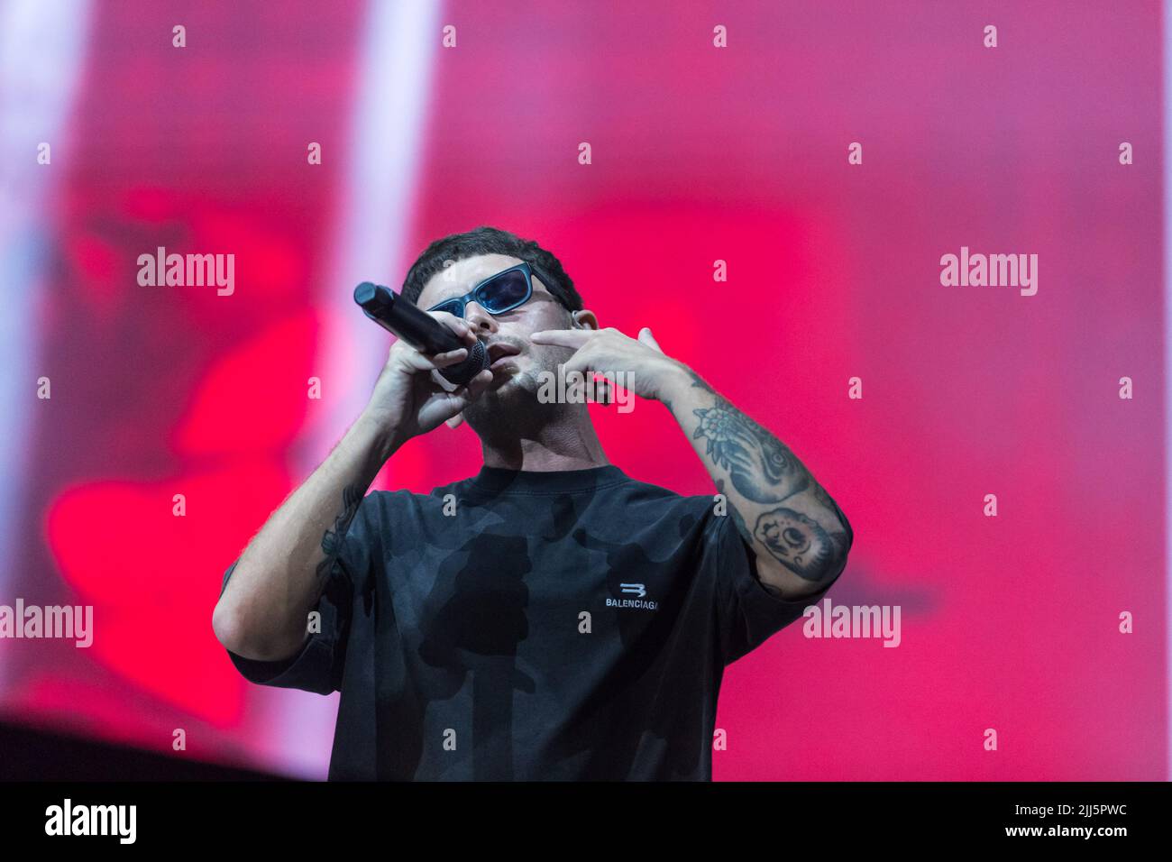 Rock in Roma, Rome, Italy, July 22, 2022, Gazzelle singing on stage ...