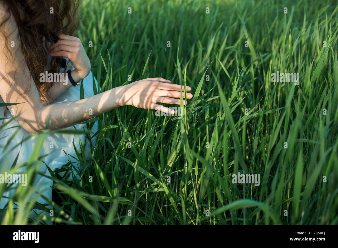 Cropped image woman relaxing in hi-res stock photography and images - Alamy