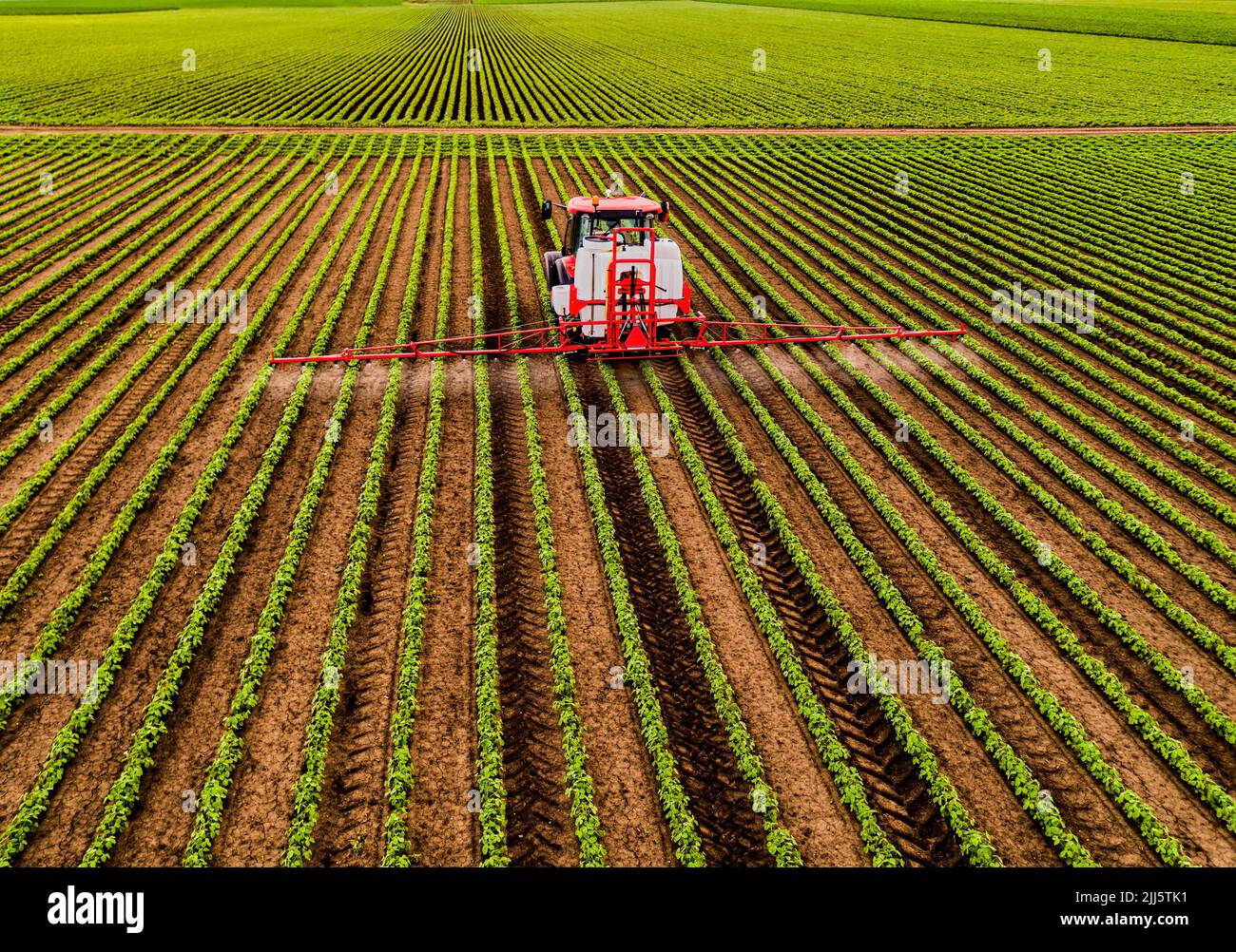 Pesticide spraying tractor on soybean field Stock Photo - Alamy