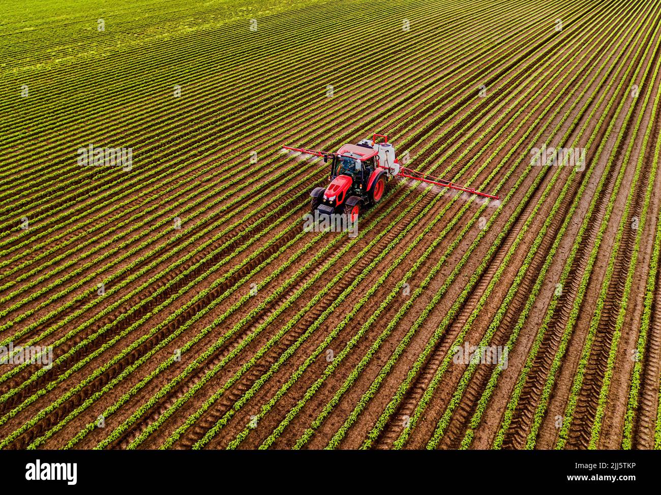 Tractor with crop sprayer on soybean field Stock Photo - Alamy