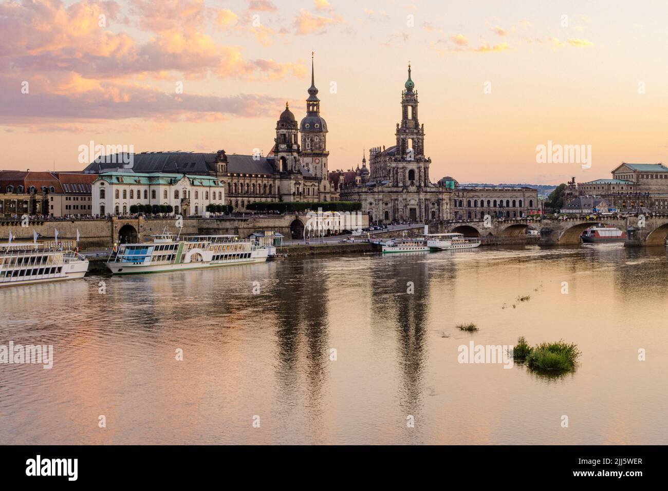 Germany, Saxony, Dresden, Old town waterfront at dusk Stock Photo - Alamy