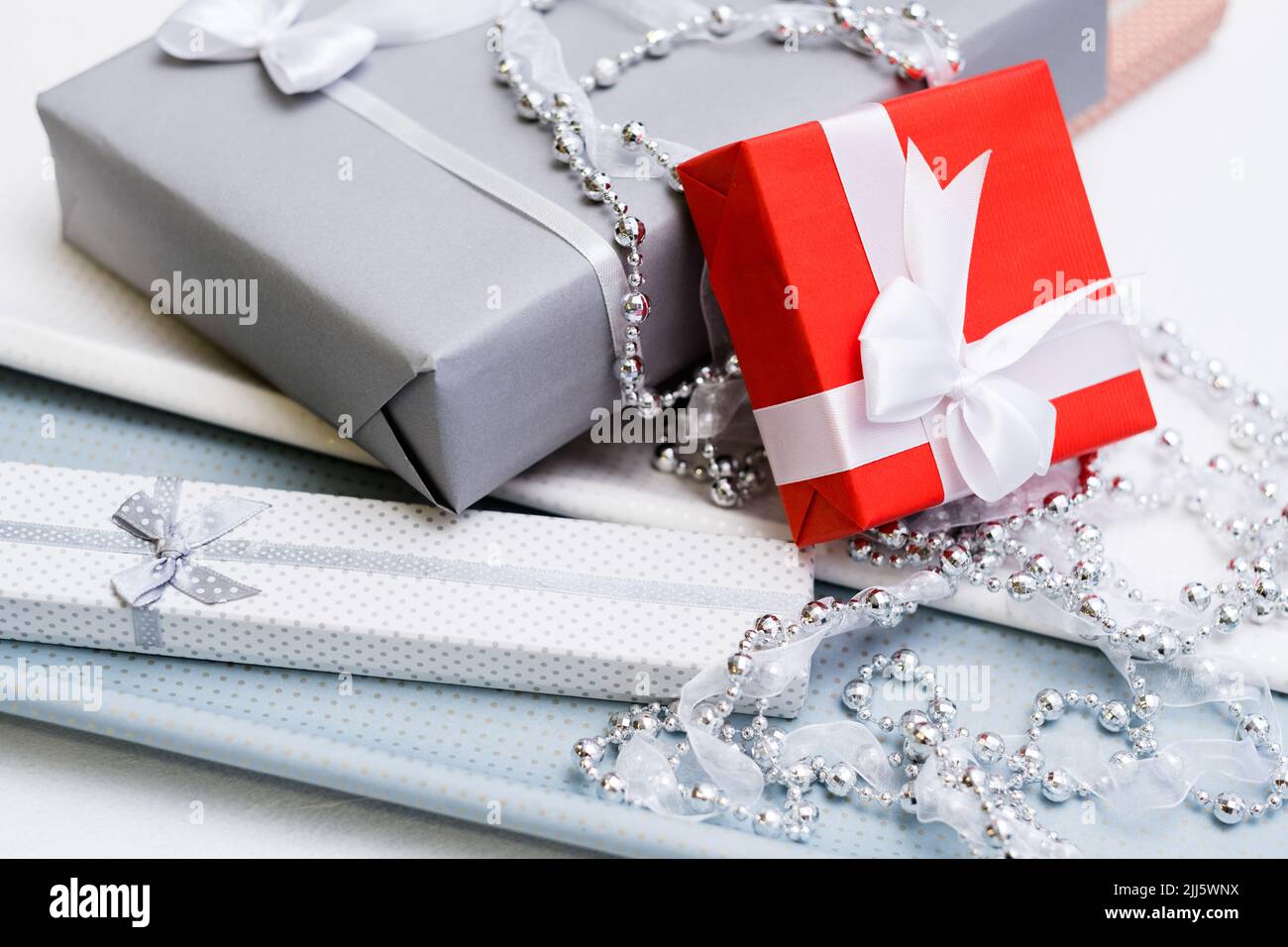 luxury jewelry gift for top class, grey background Stock Photo - Alamy