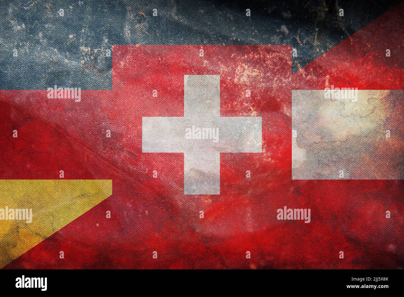 Top view of retro flag German Language Austria with grunge texture ...
