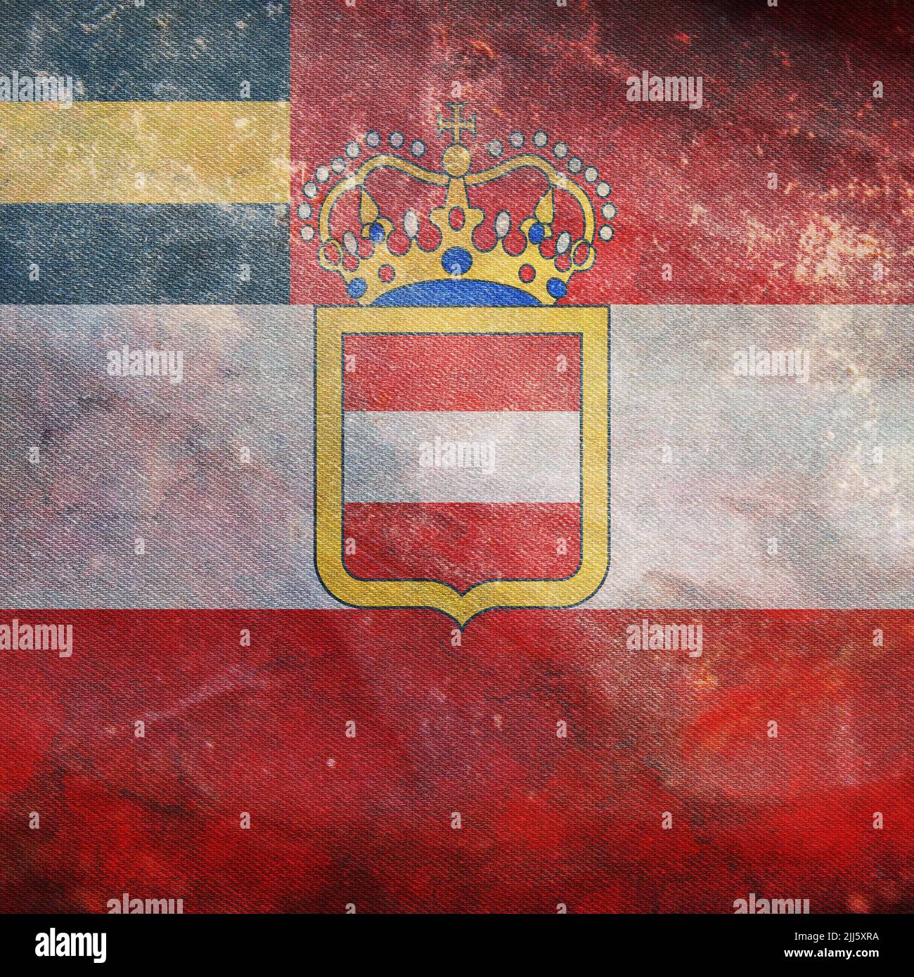 Top view of retro flag Habsburg Admiral?s 1853 Austria with grunge ...