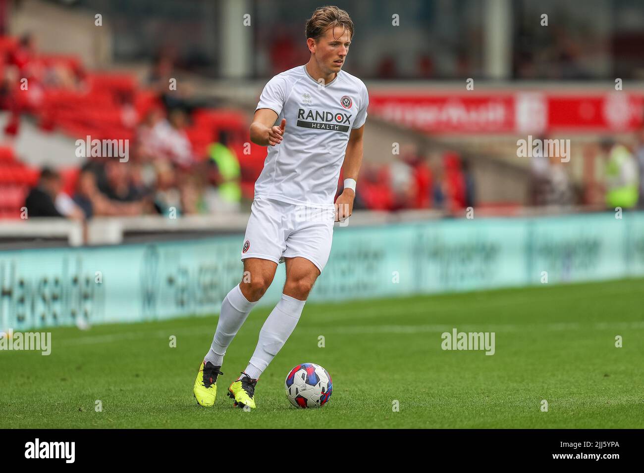 Barnsley, UK. 23rd July, 2022. Sander Berge #8 of Sheffield United with ...