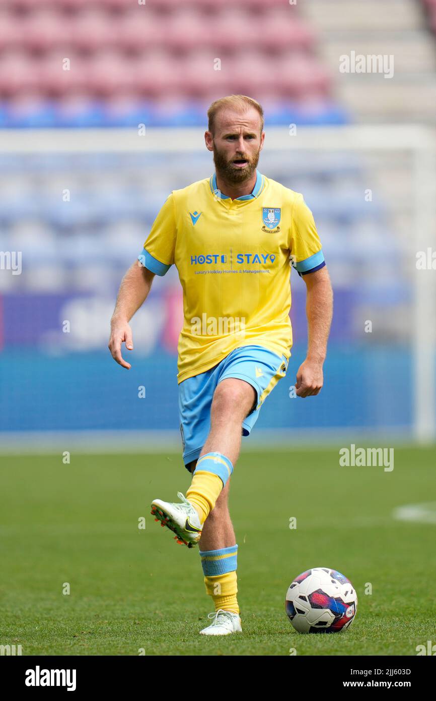 Wigan, UK. 23rd July, 2022. Barry Bannan #10 of Sheffield Wednesday ...