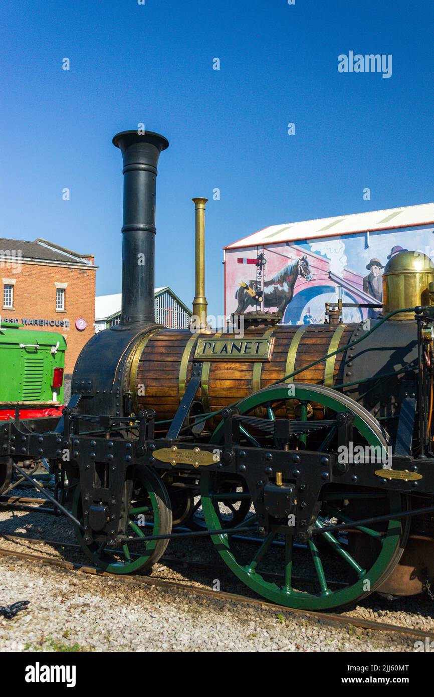 Replica steam locomotive 'Planet' at Liverpool Road station Stock Photo ...