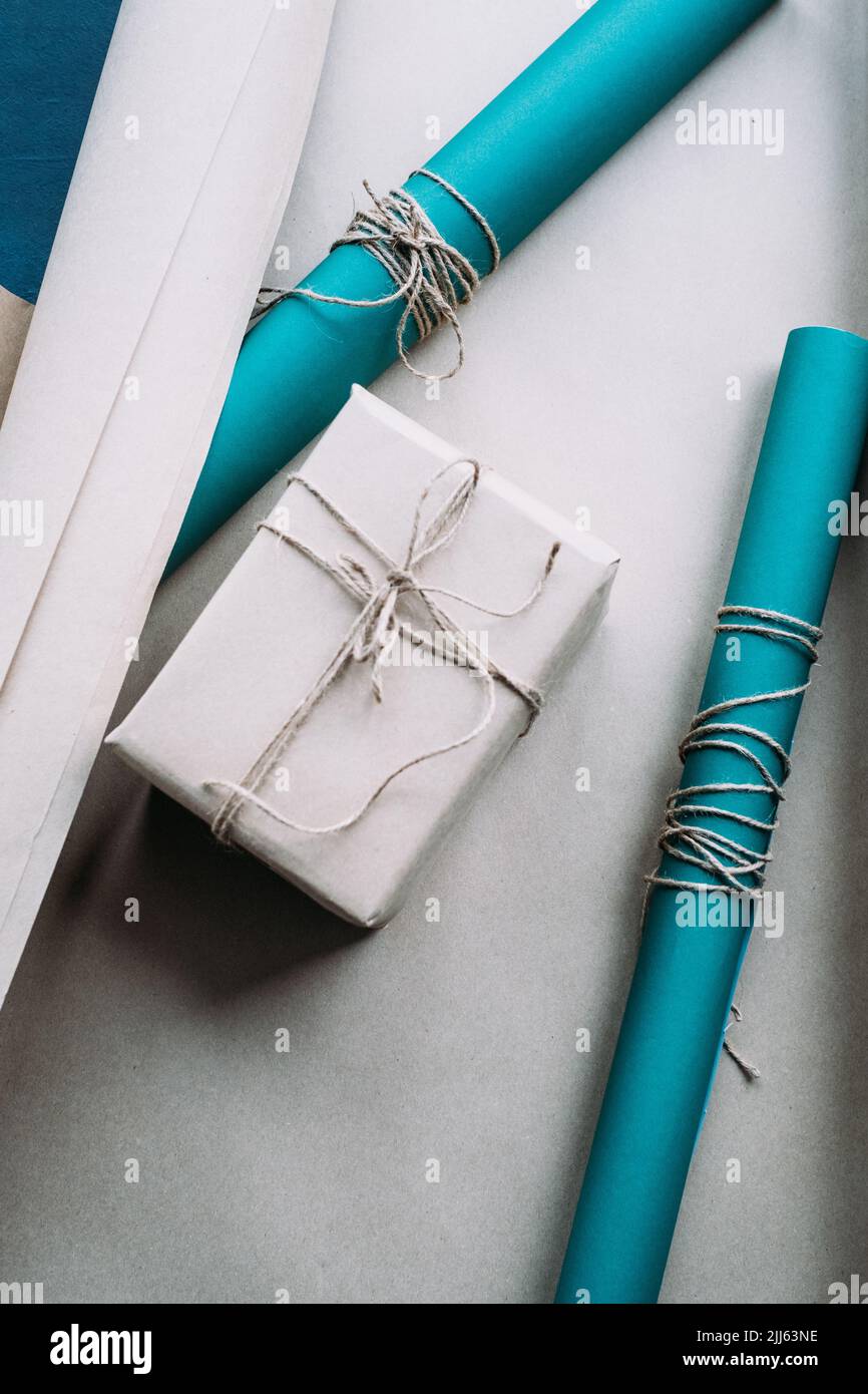 holiday professional gift handmade wrapping Stock Photo - Alamy