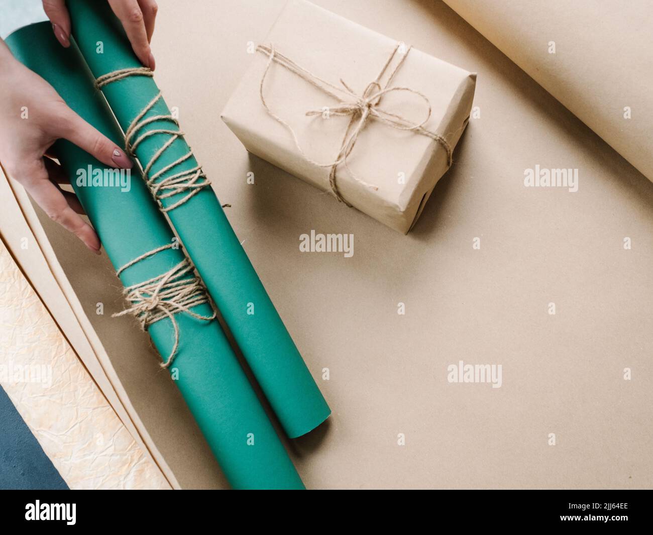 holiday professional gift handmade wrapping Stock Photo - Alamy